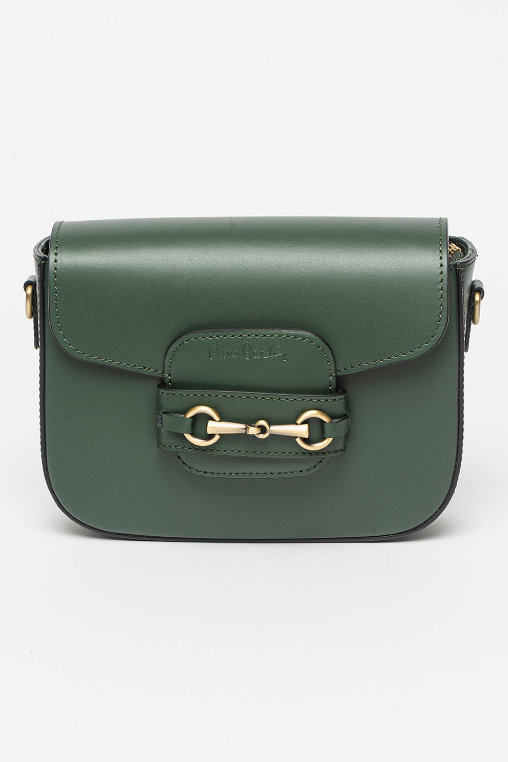 Pierre Cardin, Geanta crossbody de piele cu logo, Verde padure - eMAG.ro