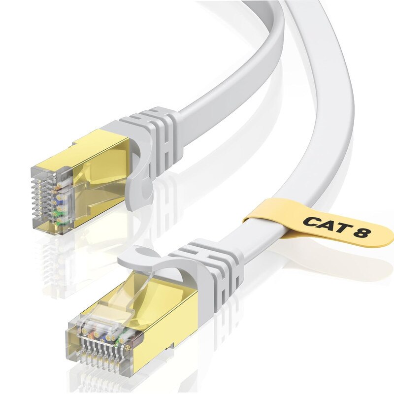 Cablu Ethernet, Cat8, 10M, 40Gbps/2000Mhz, Alb - eMAG.ro