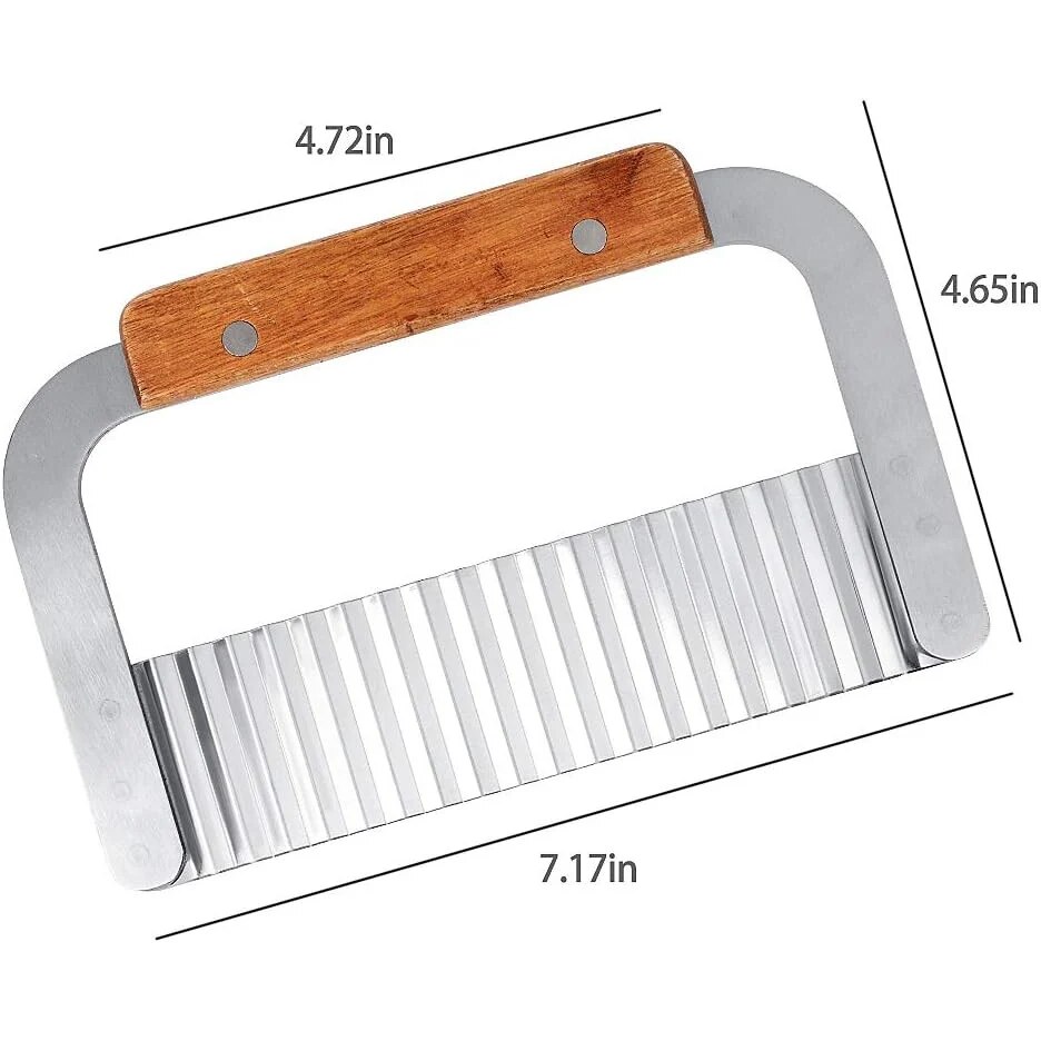 Feliator pentru legume ondulate Yoyush, otel inoxidabil/lemn, argintiu ...