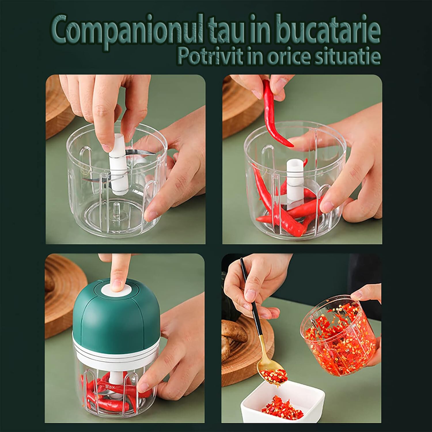 Mini tocator electric ARBmart®, pentru orice tip de aliment, lame ...