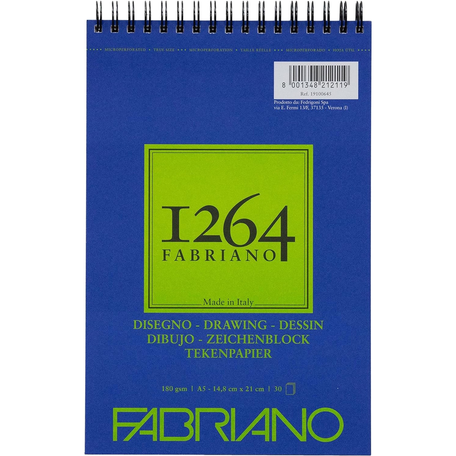 Bloc hartie desen A5 Drawing 1264 Fabriano, 30 file, 180gr, cu spirala ...