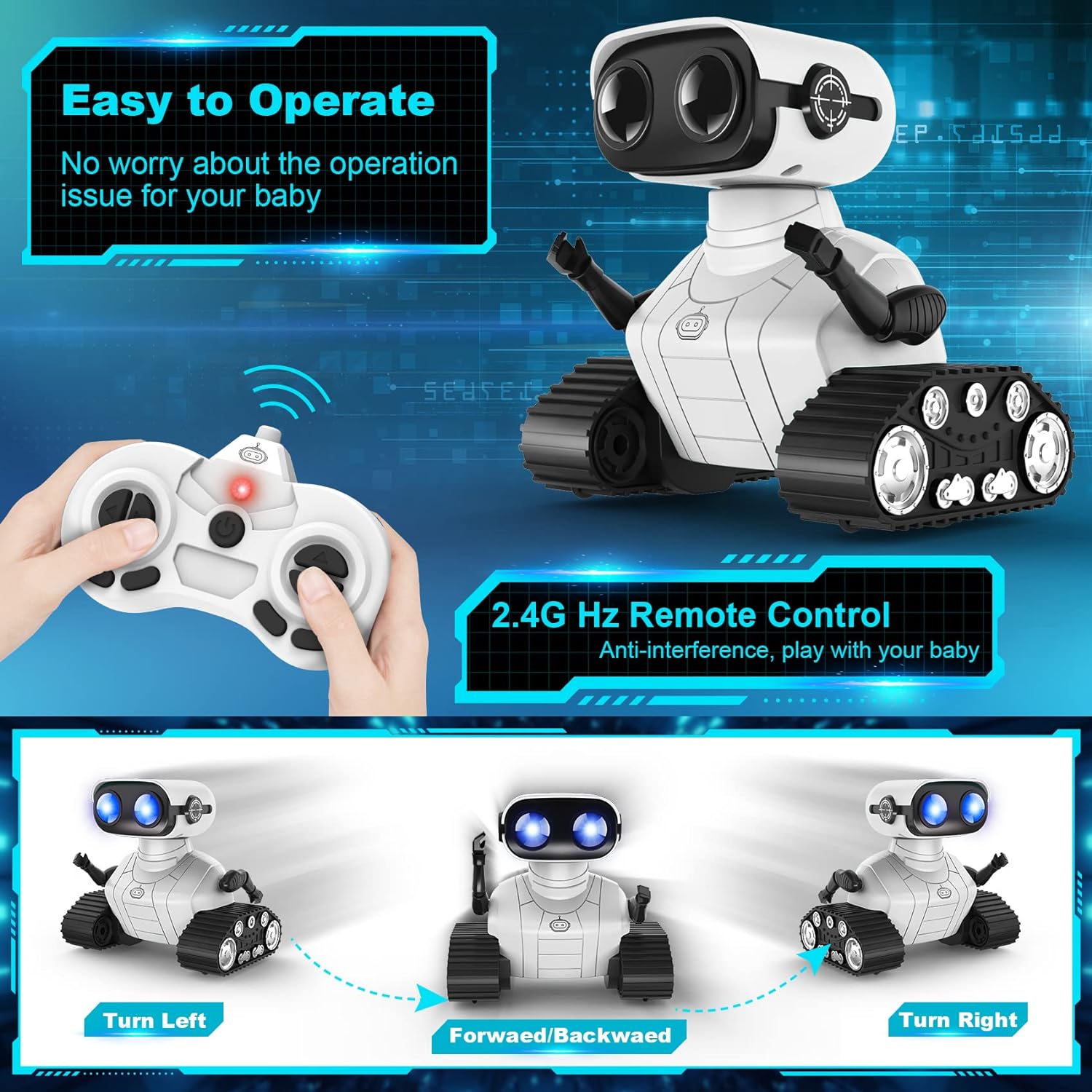 Robot Spatial AKU SMART cu Telecomanda, cu Ochi LED si Sunete Martiene ...