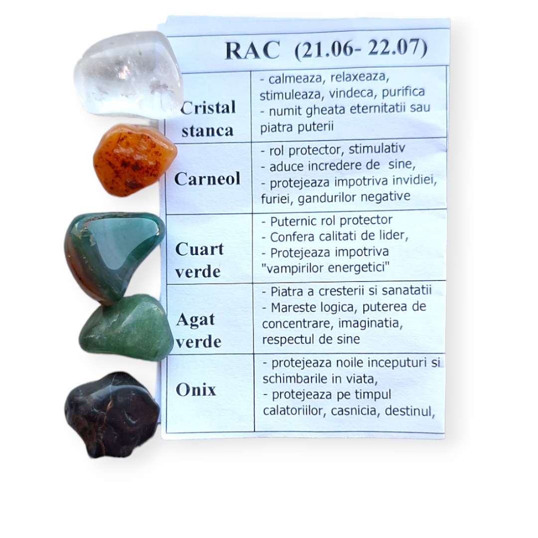 Set 5 pietricele naturale slefuite, zodie rac - eMAG.ro