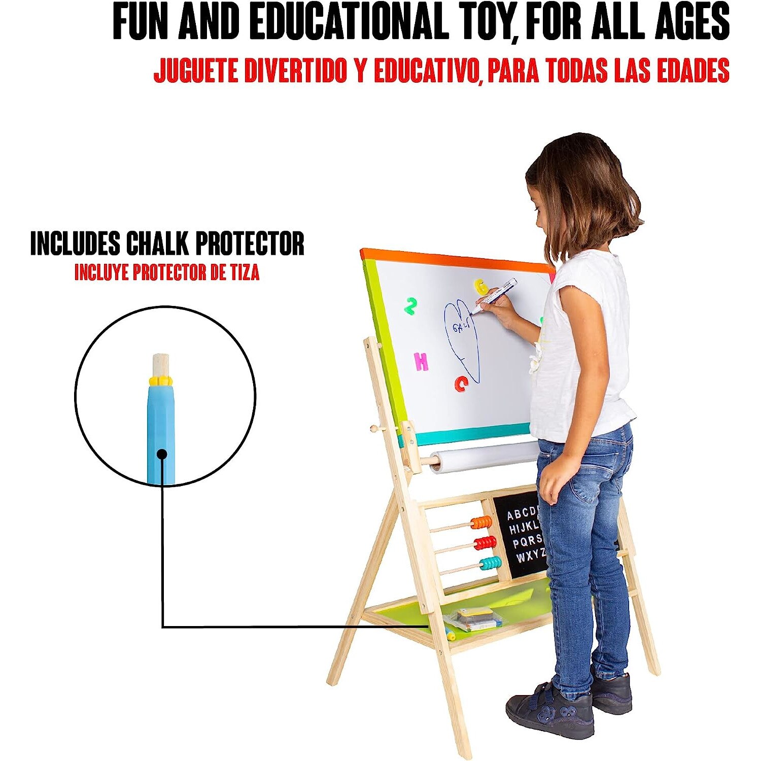 Jucarie Educativa din Lemn 2in1, Include Tabla Magnetica cu Marker si ...