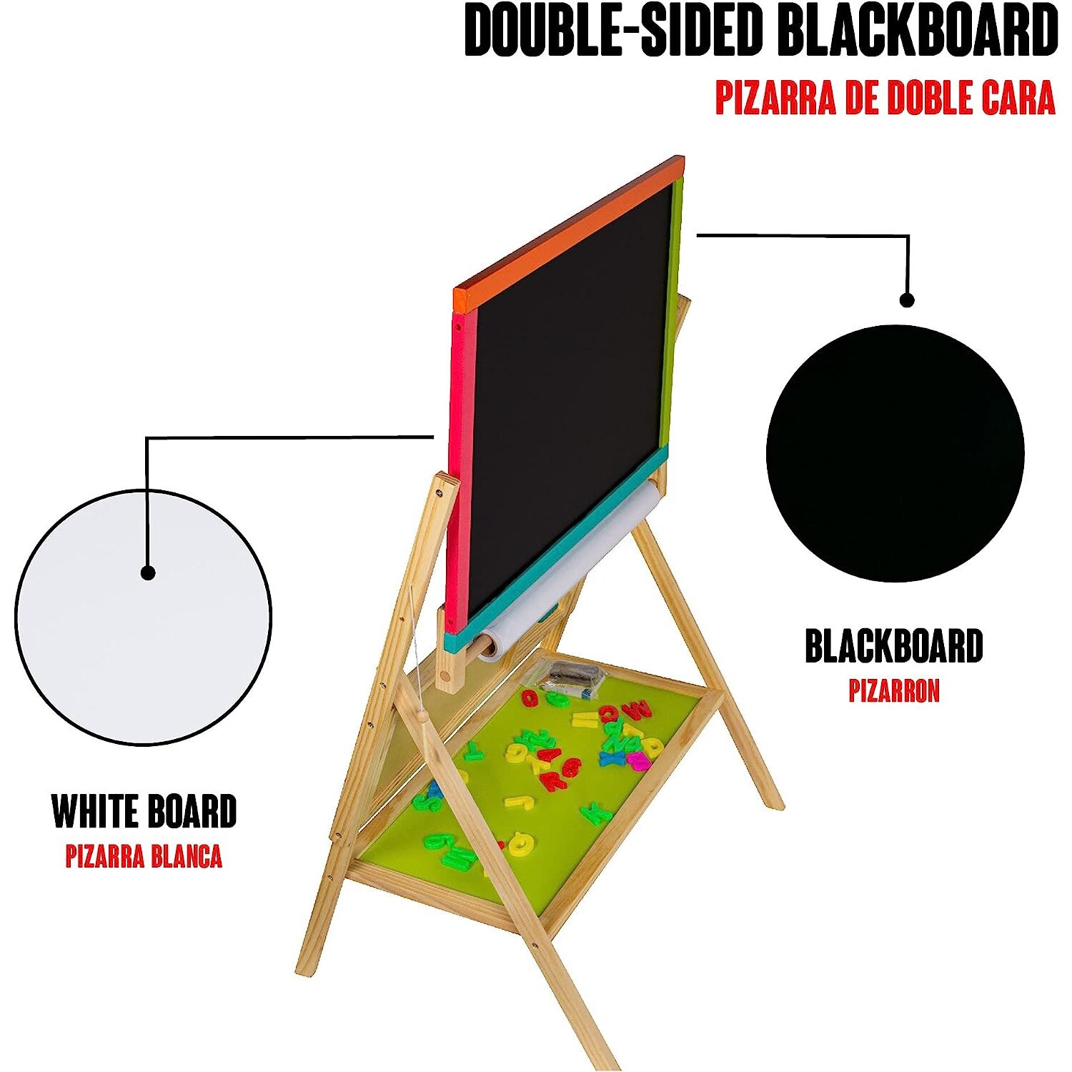 Jucarie Educativa din Lemn 2in1, Include Tabla Magnetica cu Marker si ...