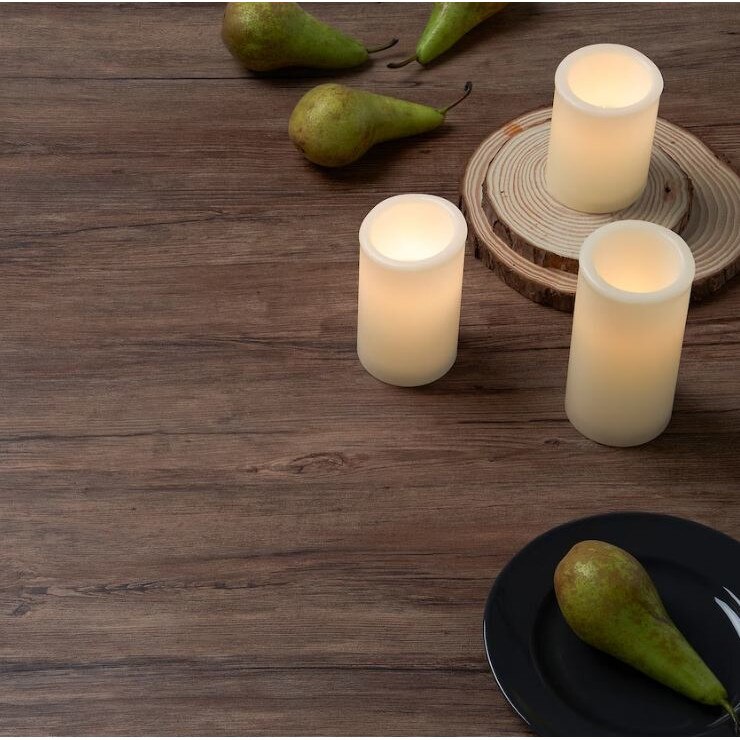 Set lumanari decorative LED tip bloc, 3 buc, alb, interior, necesita ...