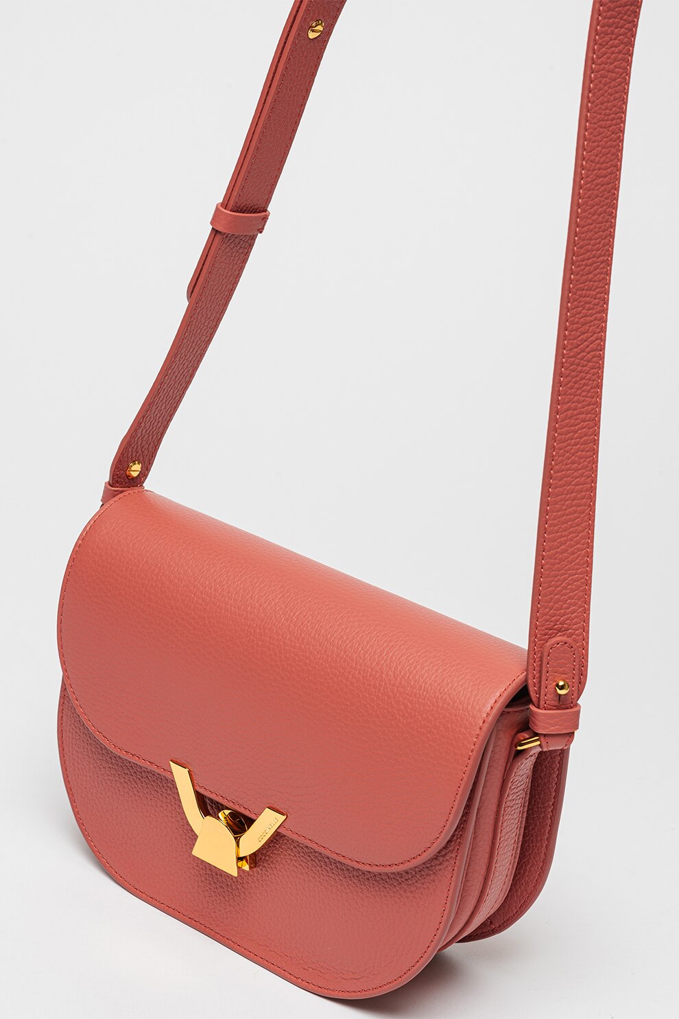 COCCINELLE, Geanta crossbody de piele cu bareta ajustabila Dew, Rosu ...