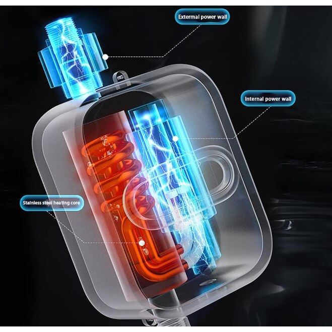 Incalzitor de apa electric At Performance cu display si dus inclus, alb ...