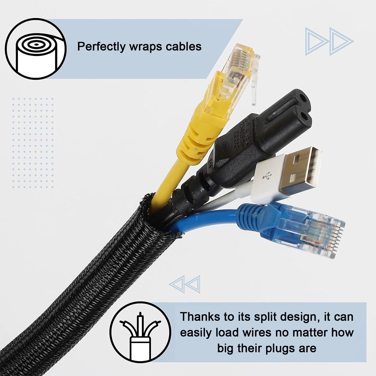 Organizator cabluri, NUODWELL, Diametru 25 mm, lungime 3 m, material ...