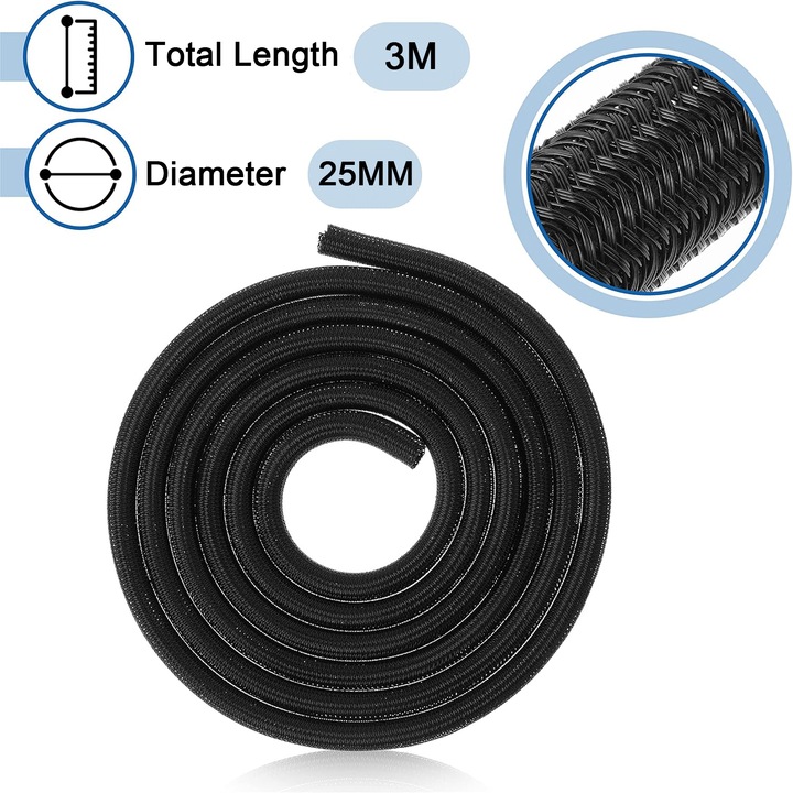 Organizator cabluri, NUODWELL, Diametru 25 mm, lungime 3 m, material ...