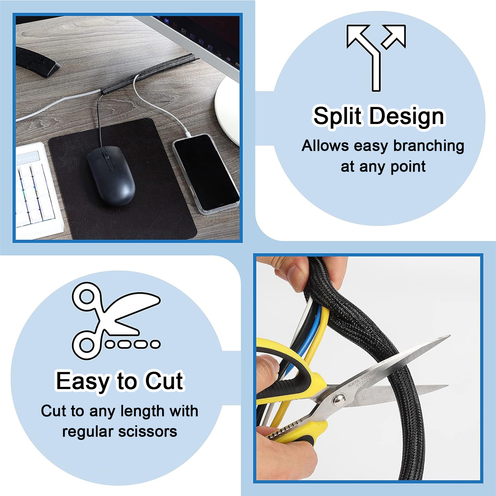 Organizator cabluri, NUODWELL, Diametru 25 mm, lungime 3 m, material ...