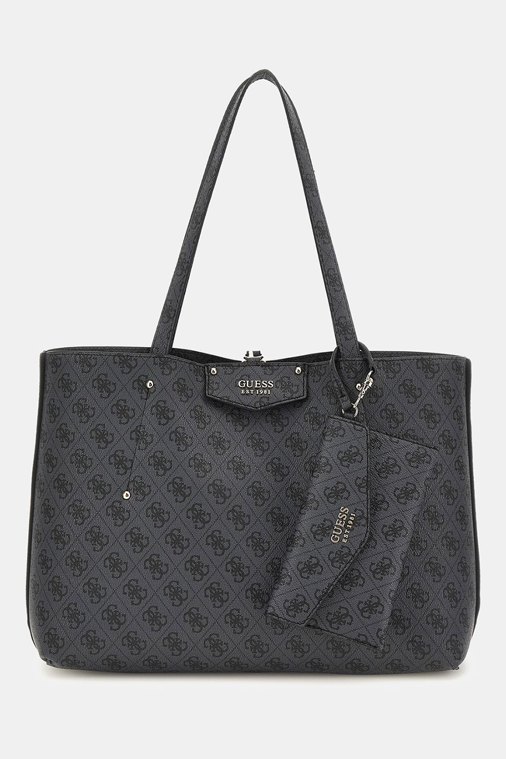 Guess, Geanta shopper cu model Brenton, Negru stins - eMAG.ro