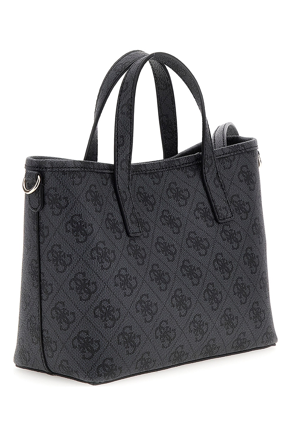 Guess, Geanta tote mini Latona, Negru, Gri carbune - eMAG.ro