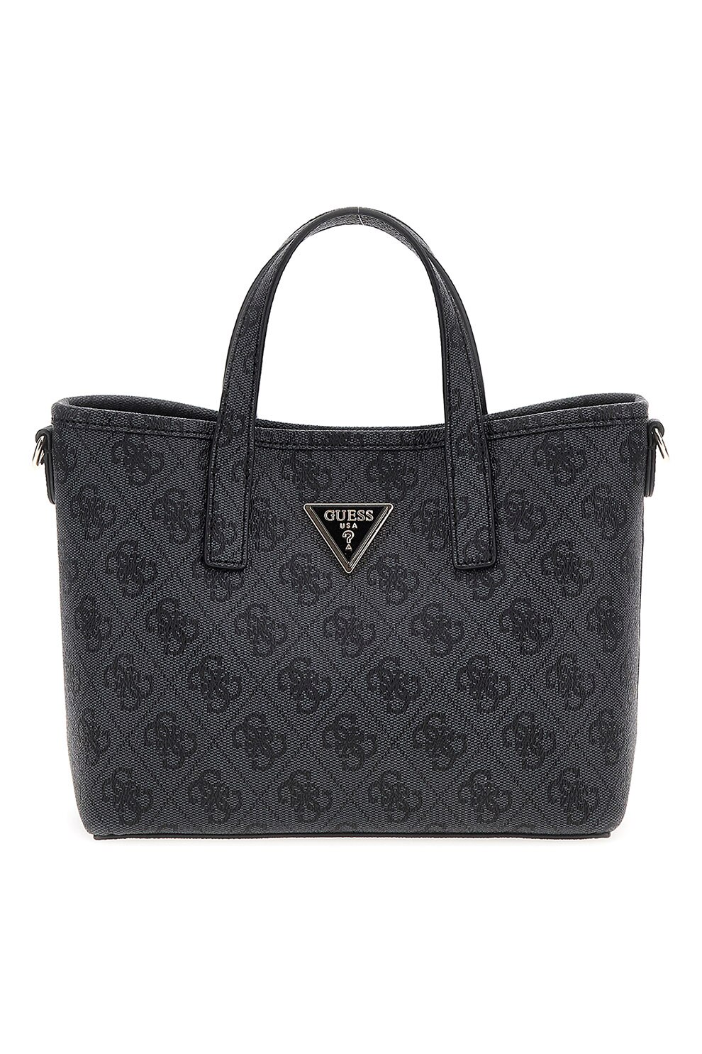 Guess, Geanta tote mini Latona, Negru, Gri carbune - eMAG.ro
