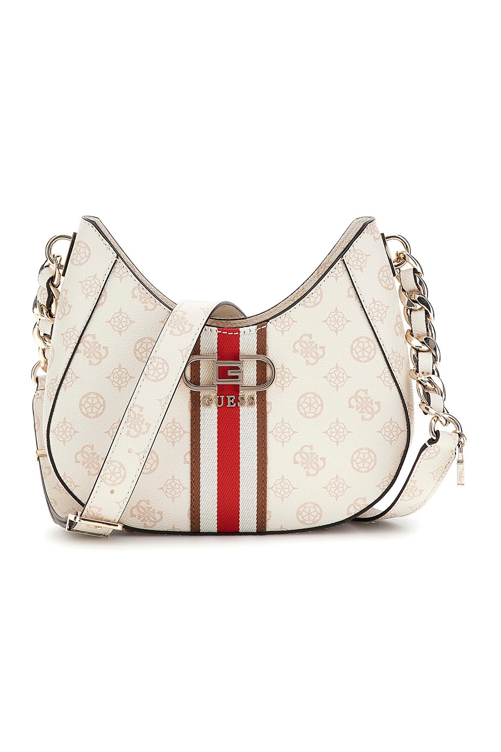 Guess, Geanta de umar cu imprimeu logo Nelka, Roz prafuit, Bej deschis ...