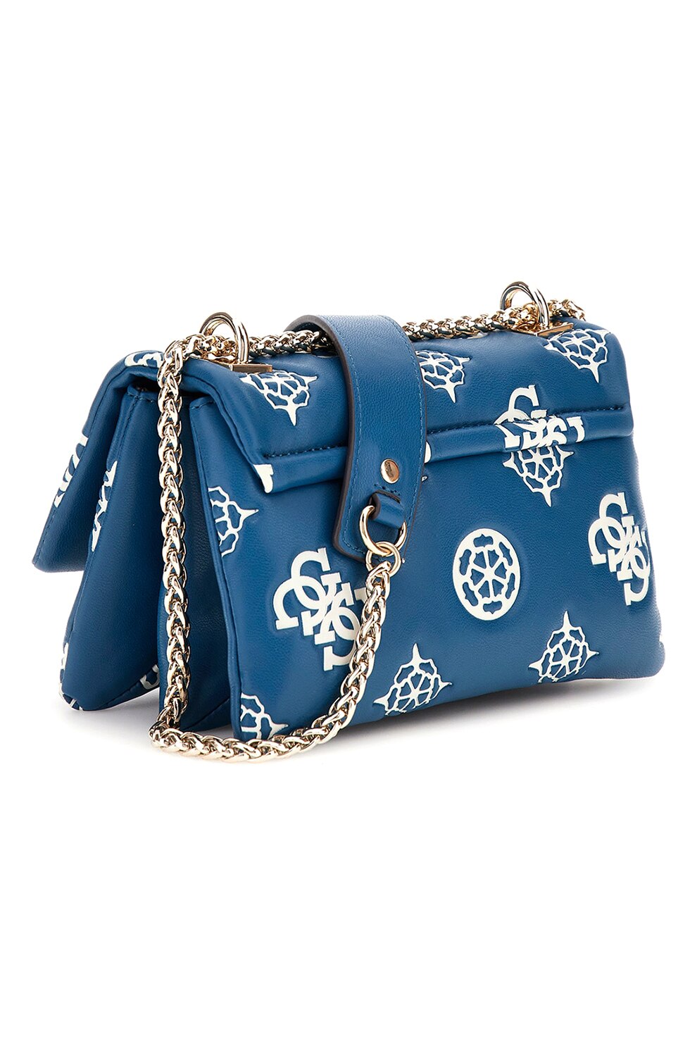 Guess, Geanta crossbody mica Deesa, Alb, Albastru petrol - eMAG.ro