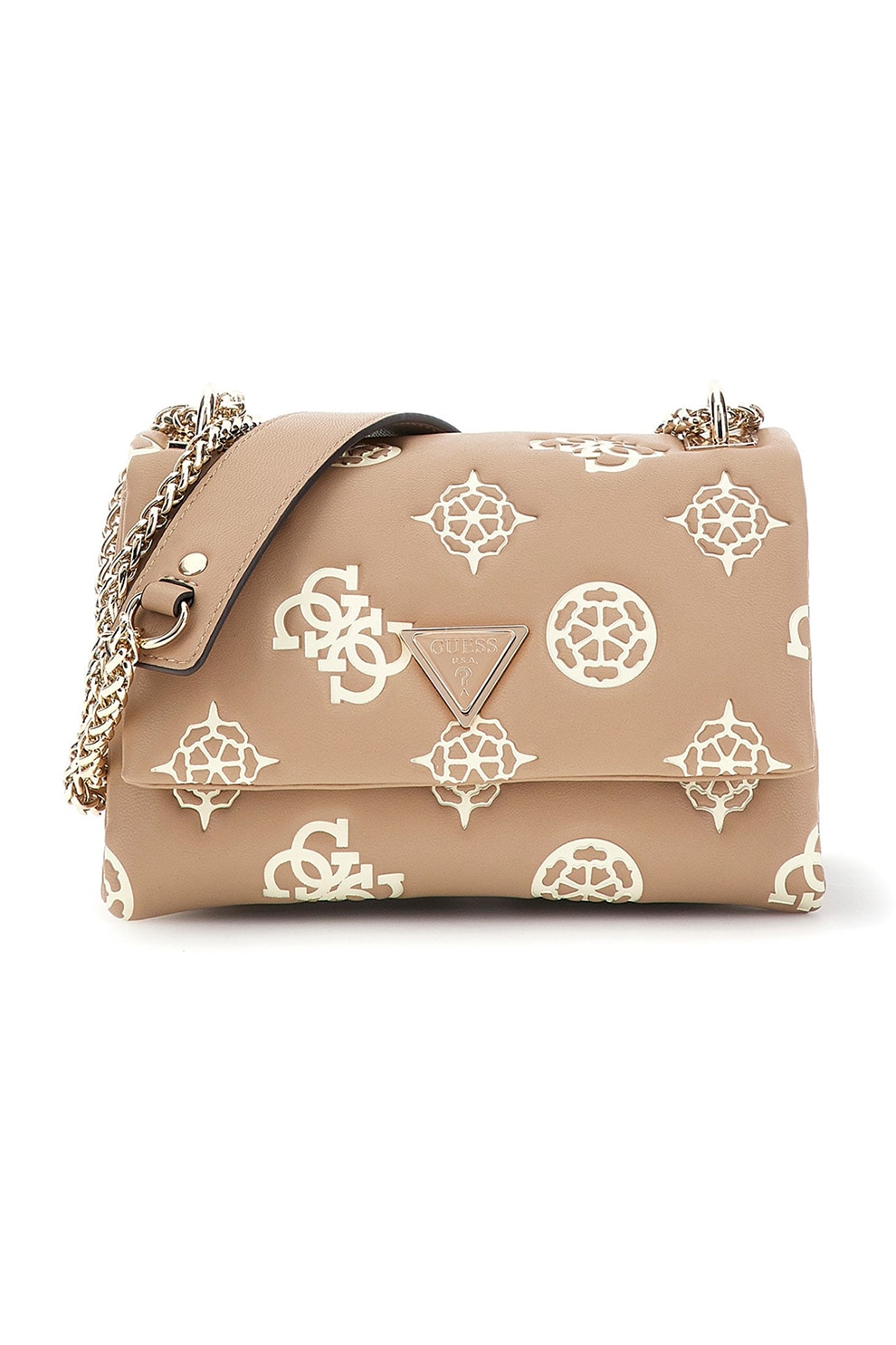 Guess, Geanta crossbody mica Deesa, Alb, Camel - eMAG.ro