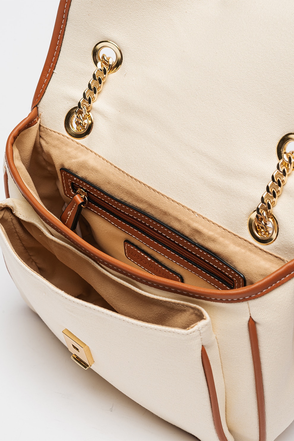 Valentino Bags, Geanta crossbody cu logo Leith, Caramel, Bej deschis ...