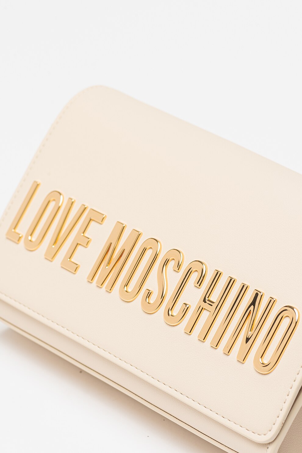 Love Moschino, Geanta plic din piele ecologica cu logo, Alb fildes ...