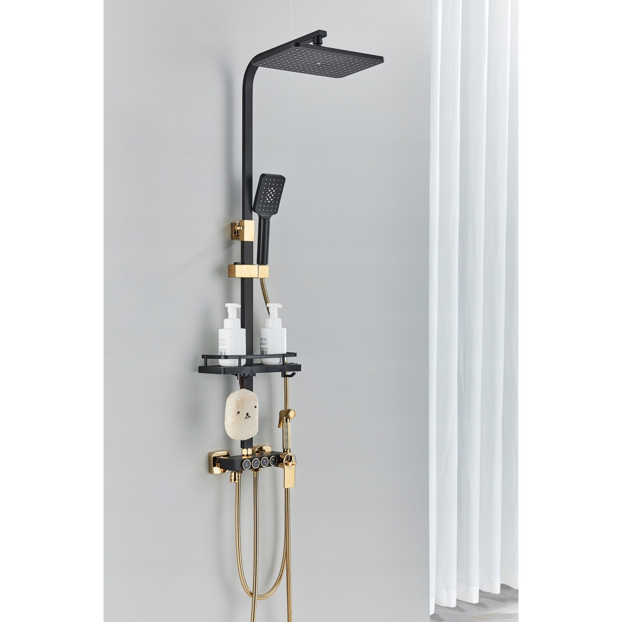 Set de dus, Ari, Inox, Negru/Auriu - eMAG.ro