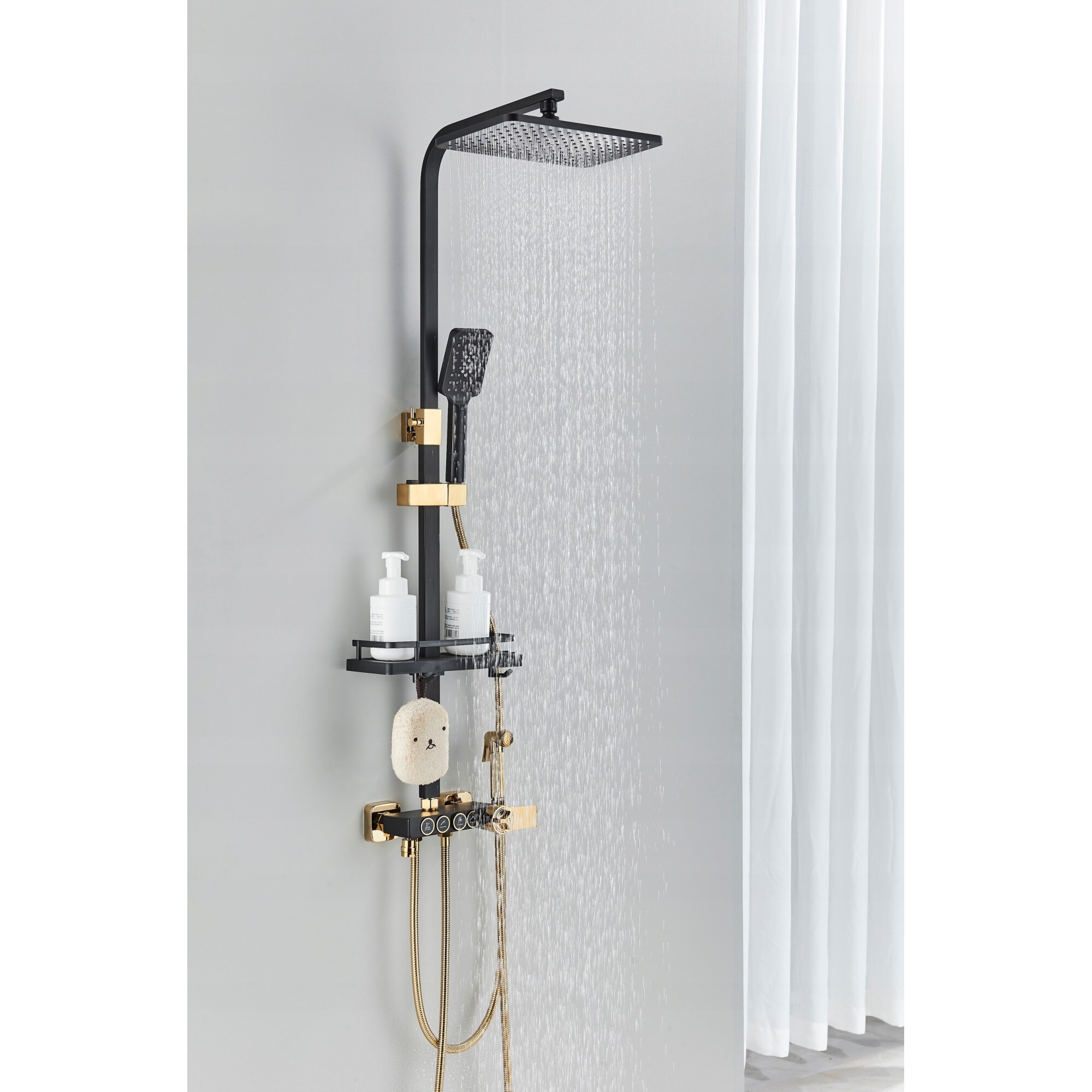 Set de dus, Ari, Inox, Negru/Auriu - eMAG.ro