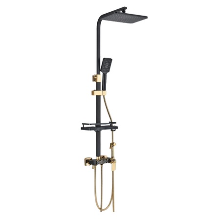 Set de dus, Ari, Inox, Negru/Auriu - eMAG.ro