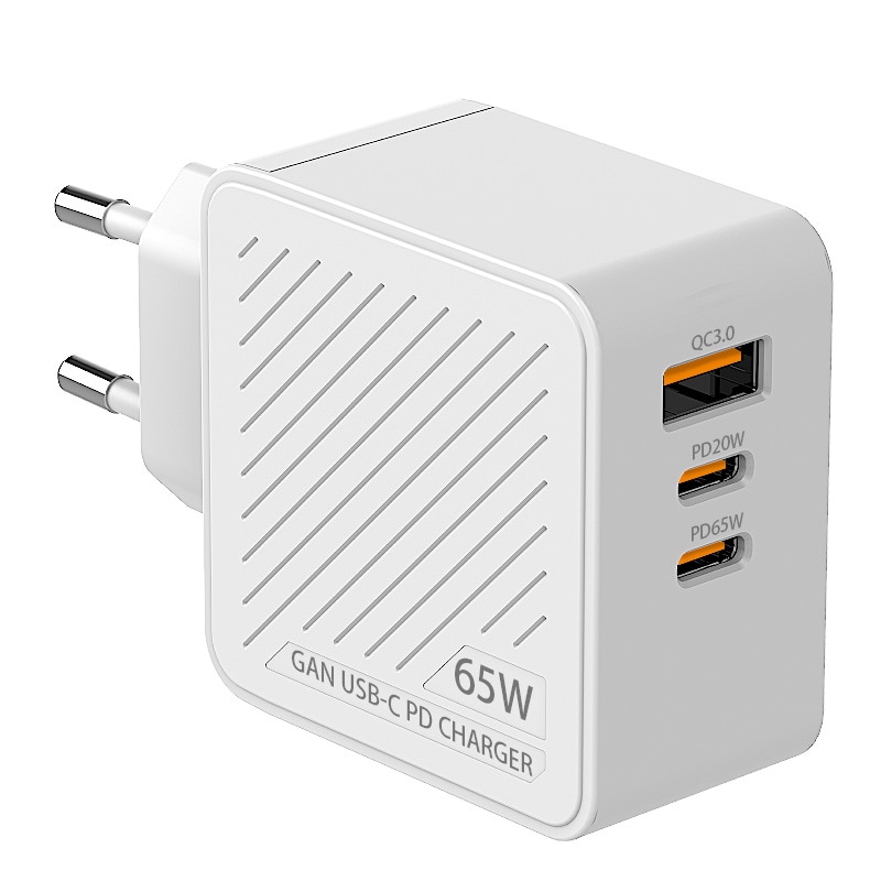 Adaptor pentru incarcator, USB-C, 65 W, 3 porturi, Alb - eMAG.ro