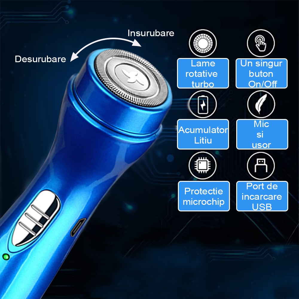 Mini aparat de ras, electric, wireless, unisex, portabil, reincarcabil ...