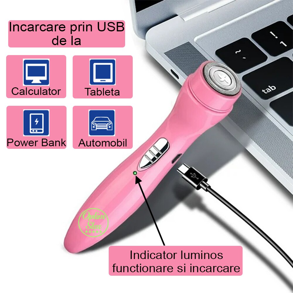 Mini aparat de ras, electric, unisex, wireless, rezistent la apa ...