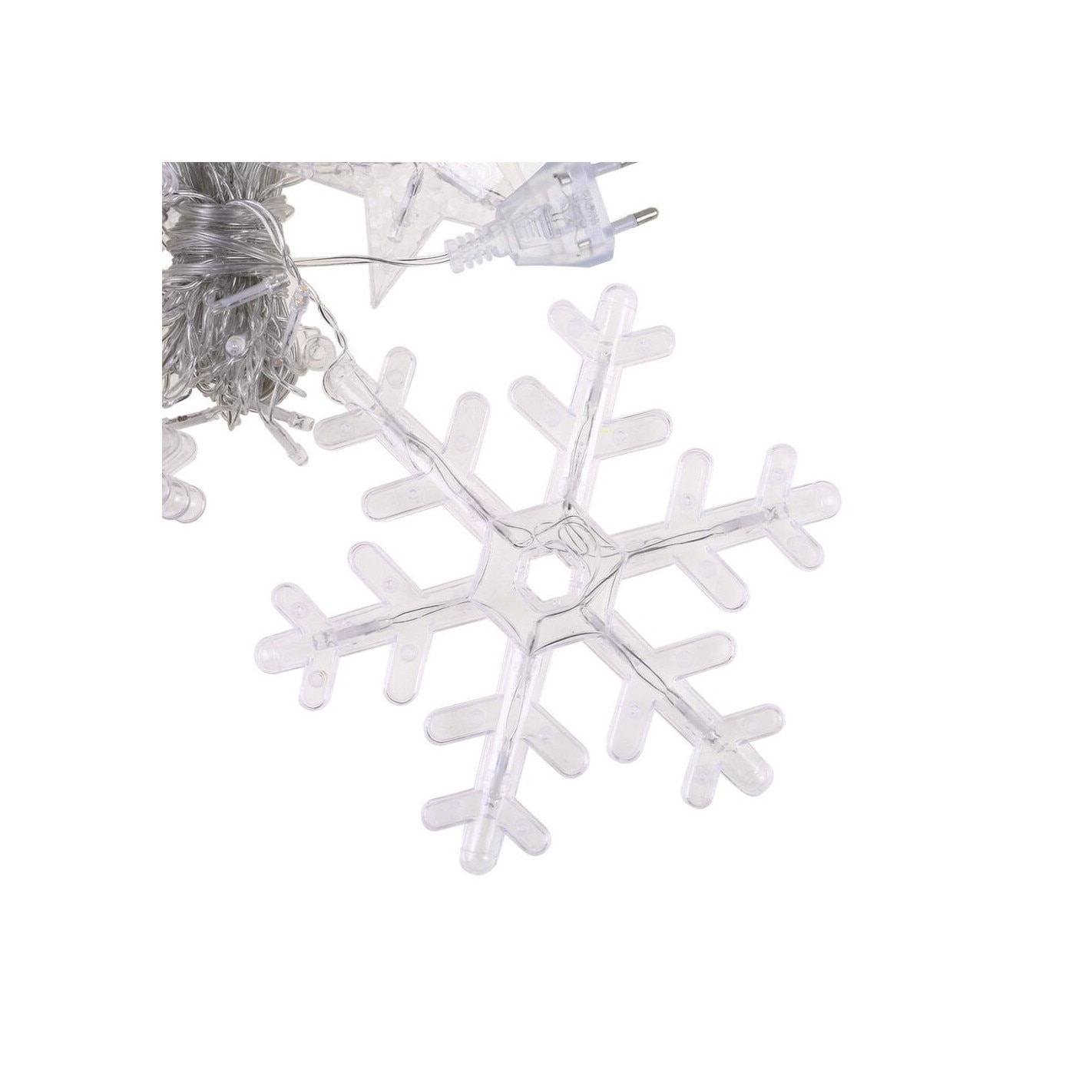 Instalatie Craciun Dalys® perdea luminoasa fulgi de zapada cu stele ...