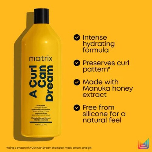 Masca pentru par cret si ondulat, Matrix A Curl Can Dream Mask, 1000ml ...