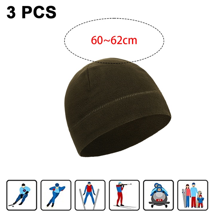 Set 3 fesuri barbati, Fleece, Multicolor, 60-62 cm - eMAG.ro