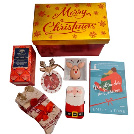Pachet Cadou Craciun, cu ceai, carte, trusa manichiura, rama ...