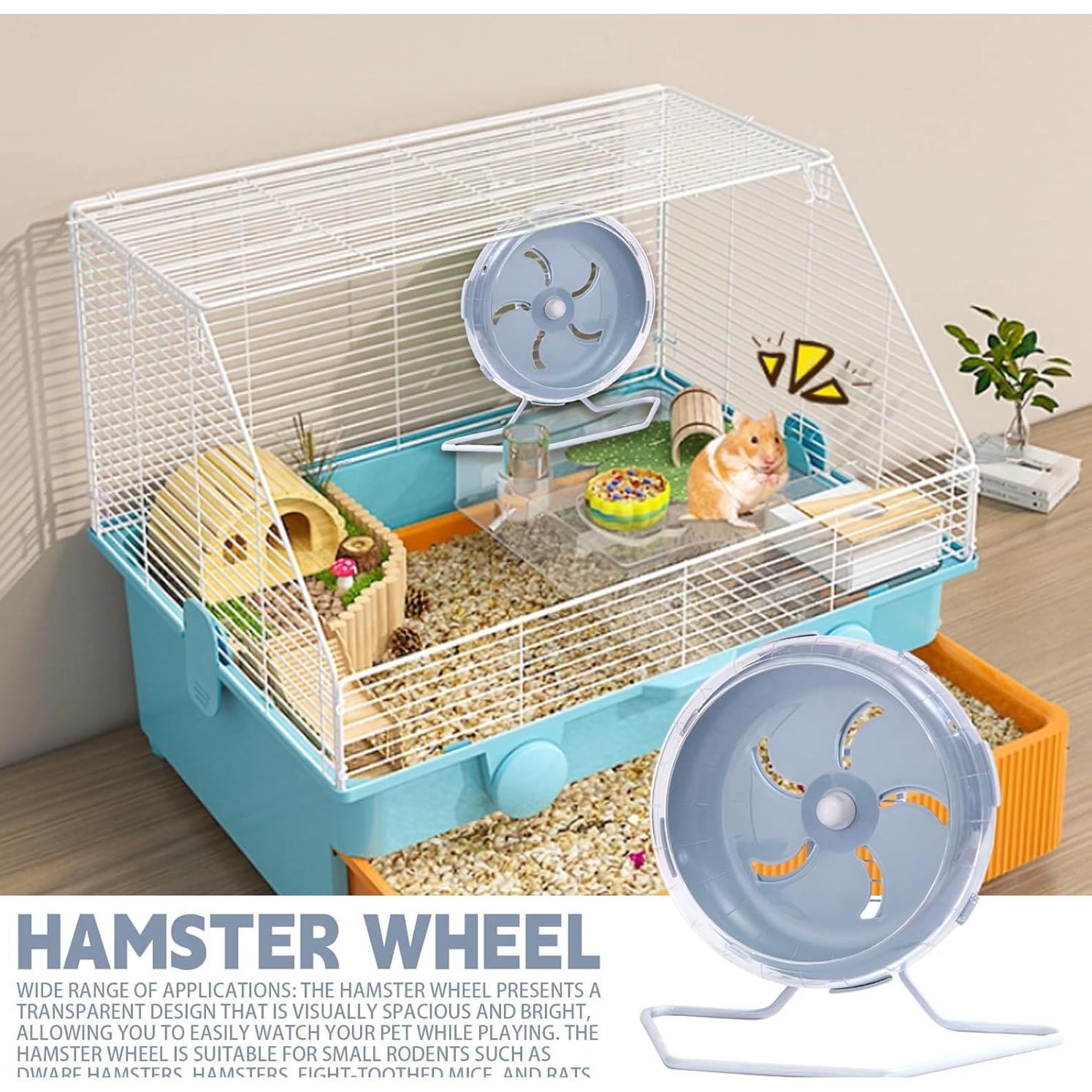 Roata de alergare pentru hamster, Plastic, Albastru/Transparent - eMAG.ro