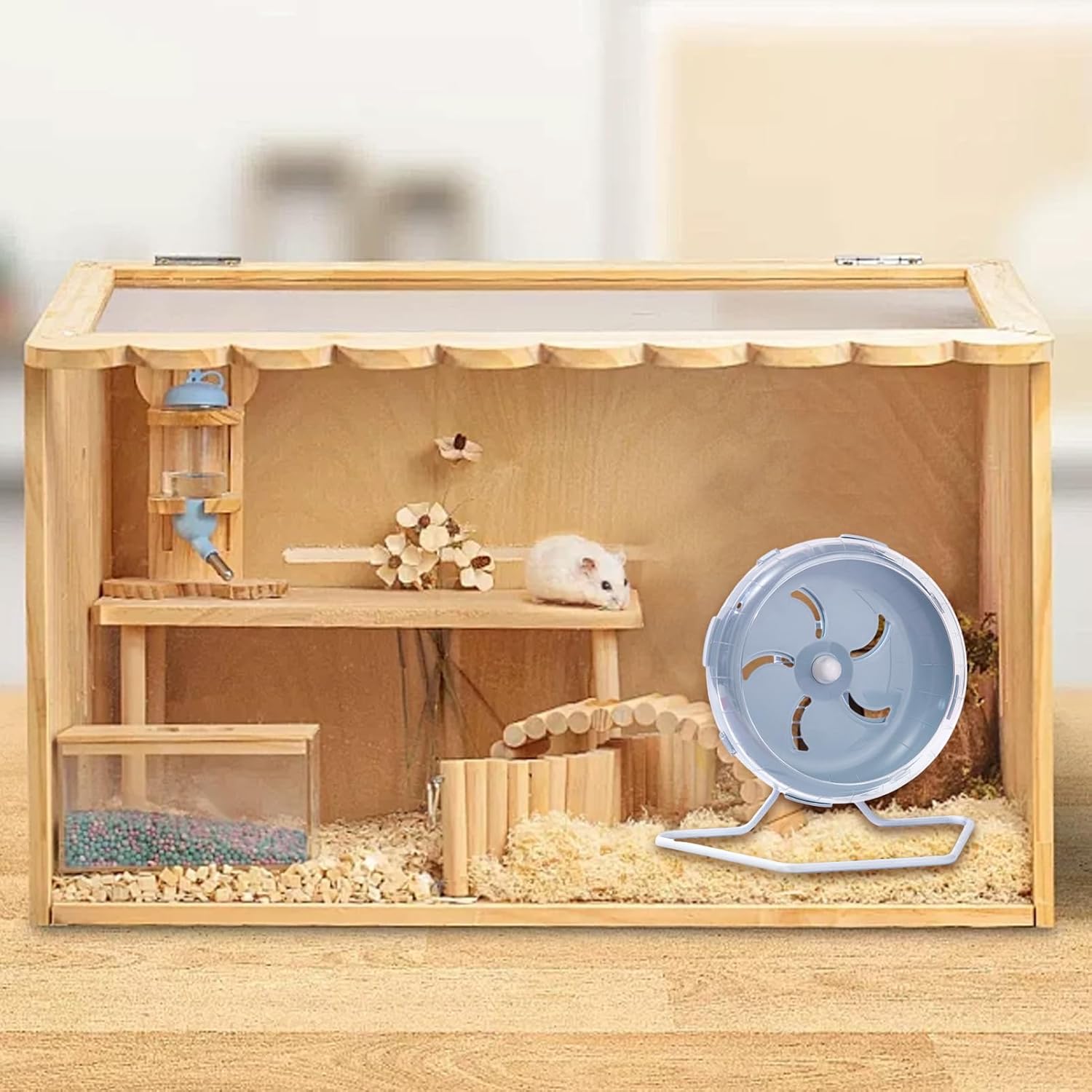 Roata de alergare pentru hamster, Plastic, Albastru/Transparent - eMAG.ro