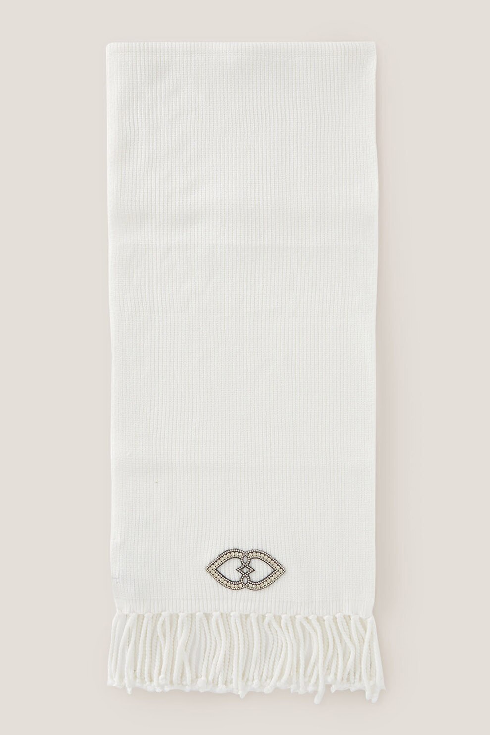 Motivi, Fular cu franjuri, Alb - eMAG.ro