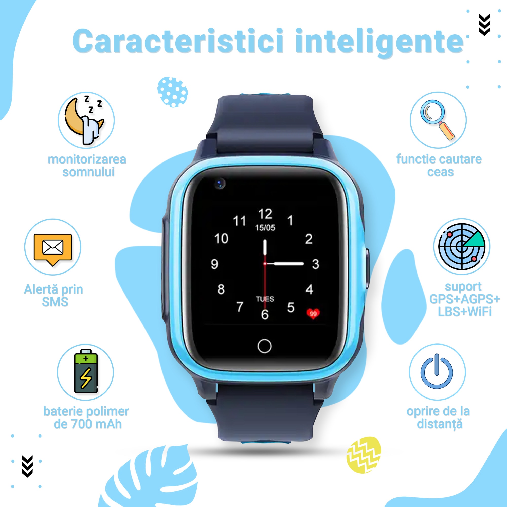 Ceas smartwatch copii GPS 4G, Wingereich ™, Whatsapp, localizare GPS ...