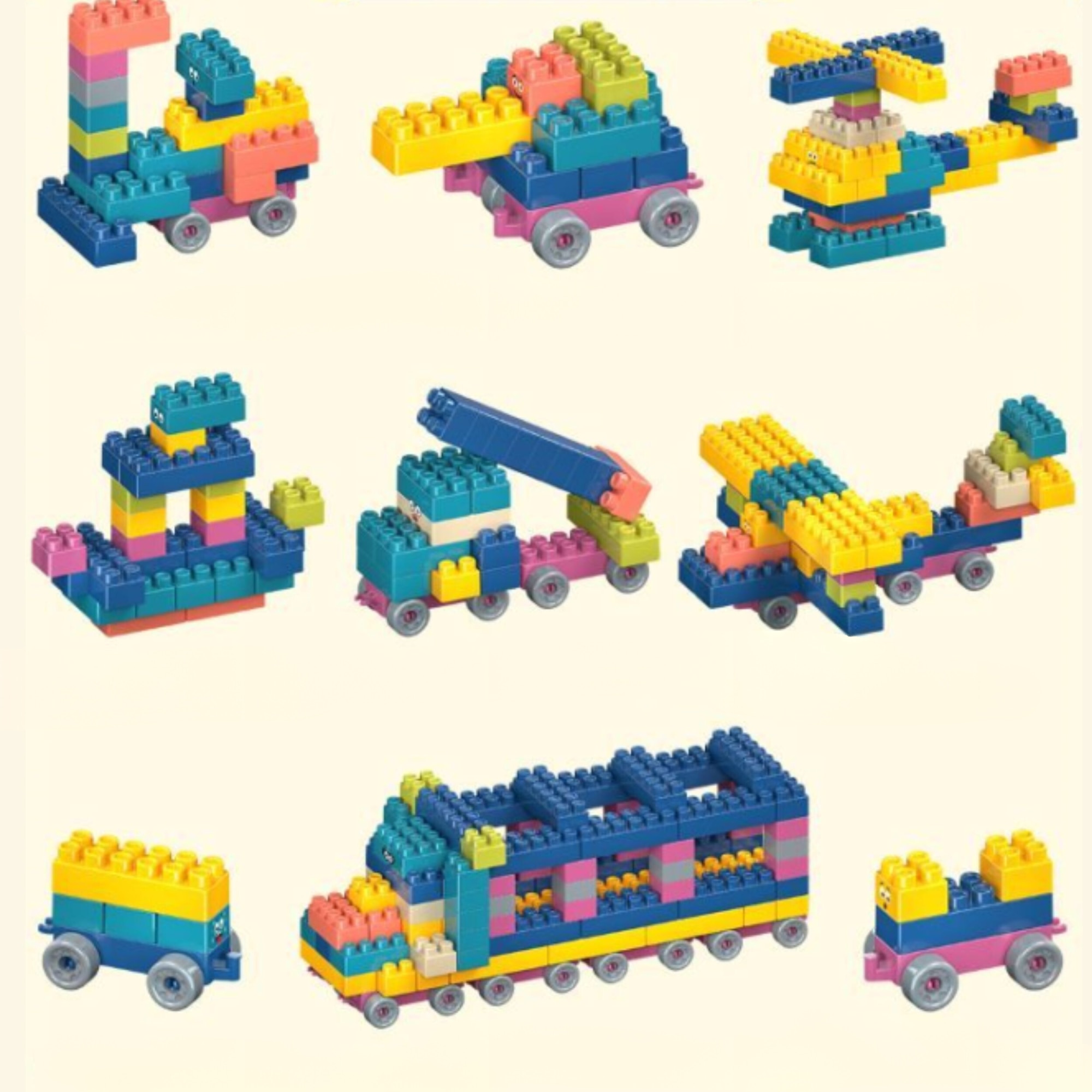 Cuburi constructii cu plansa de fixare si cutie de depozitare, 260 ...