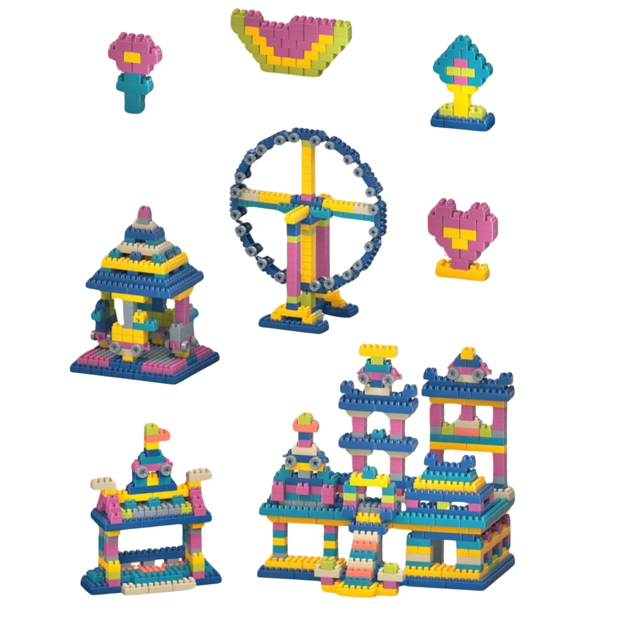 Cuburi constructii cu plansa de fixare si cutie de depozitare, 260 ...