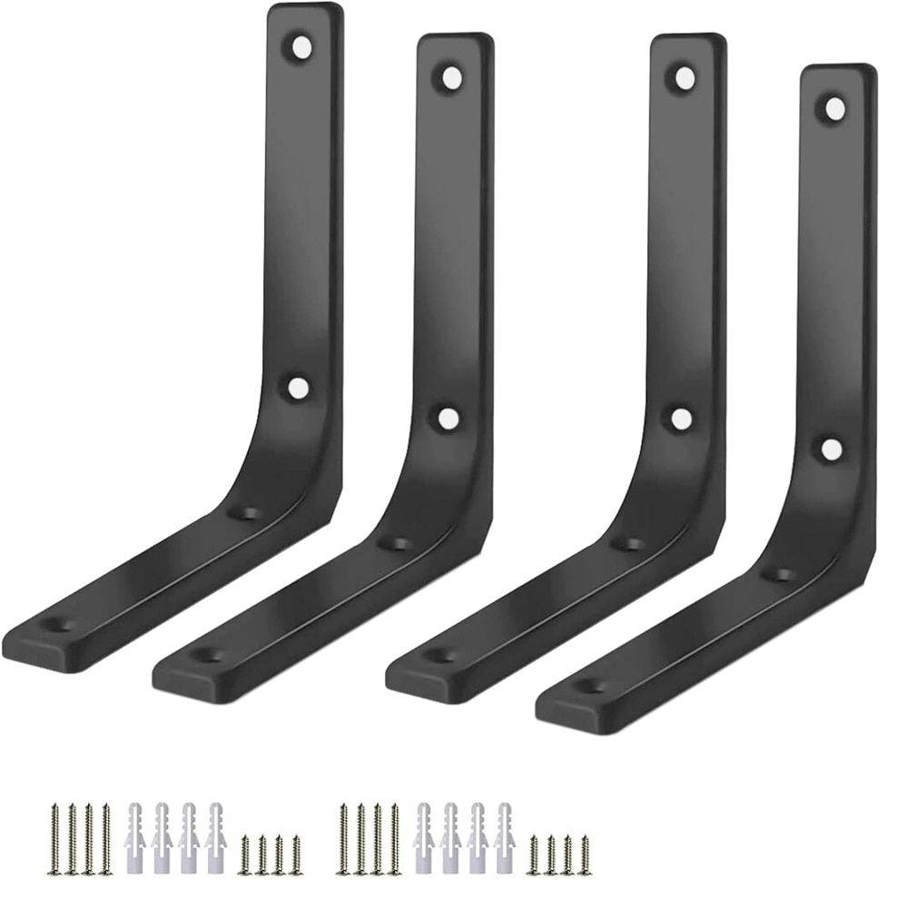 Set 4 Suport raft simplu, GOGOU®, 125x150mm, Inox, Cu suruburi, Negru ...