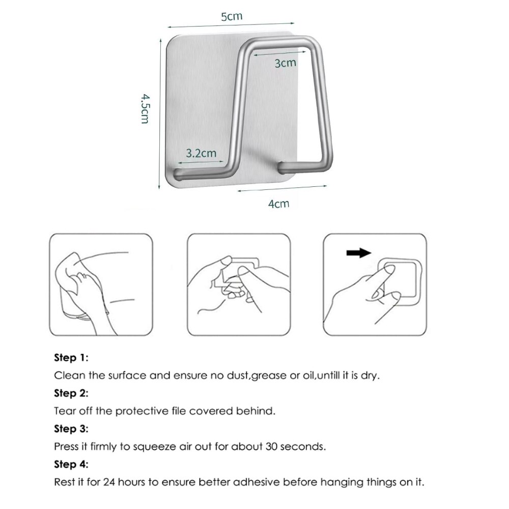 Set 6 Suport pentru burete autoadeziv, GOGOU®, universal, Inox, 5x5 cm ...
