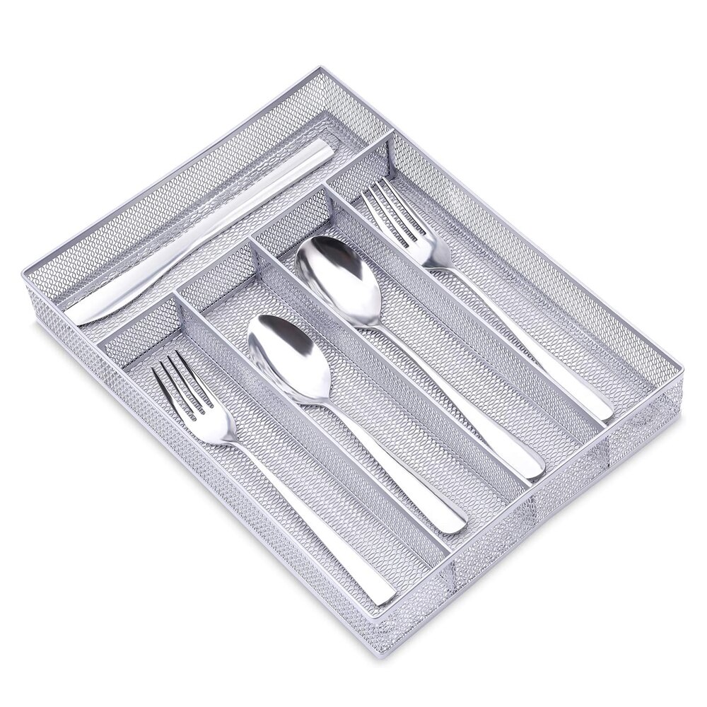 Organizator tacamuri, GOGOU®, Inox, 5 compartimente, 32 x 23.5 x 5 cm ...