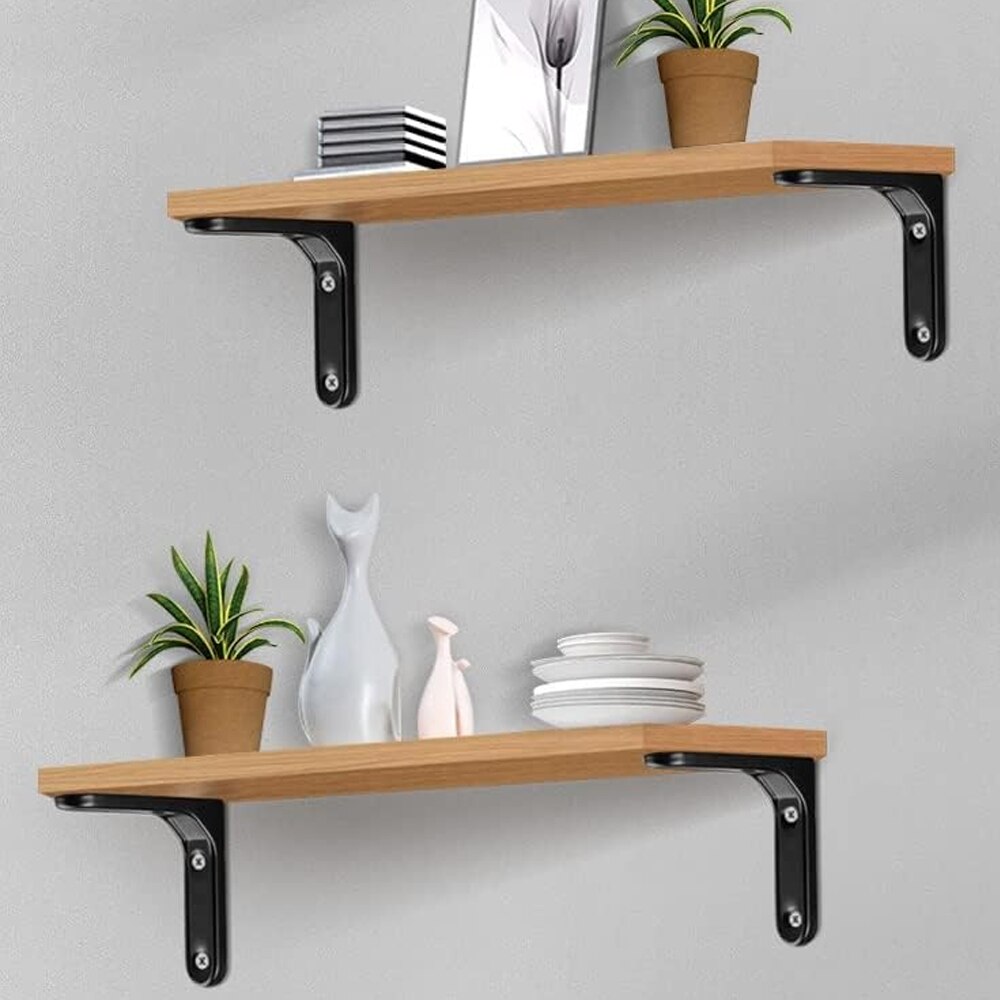 Set 4 Suport raft simplu, GOGOU®, 200x150mm, Inox, Cu suruburi, Negru ...