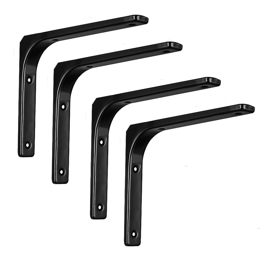 Set 4 Suport raft simplu, GOGOU®, 200x150mm, Inox, Cu suruburi, Negru ...