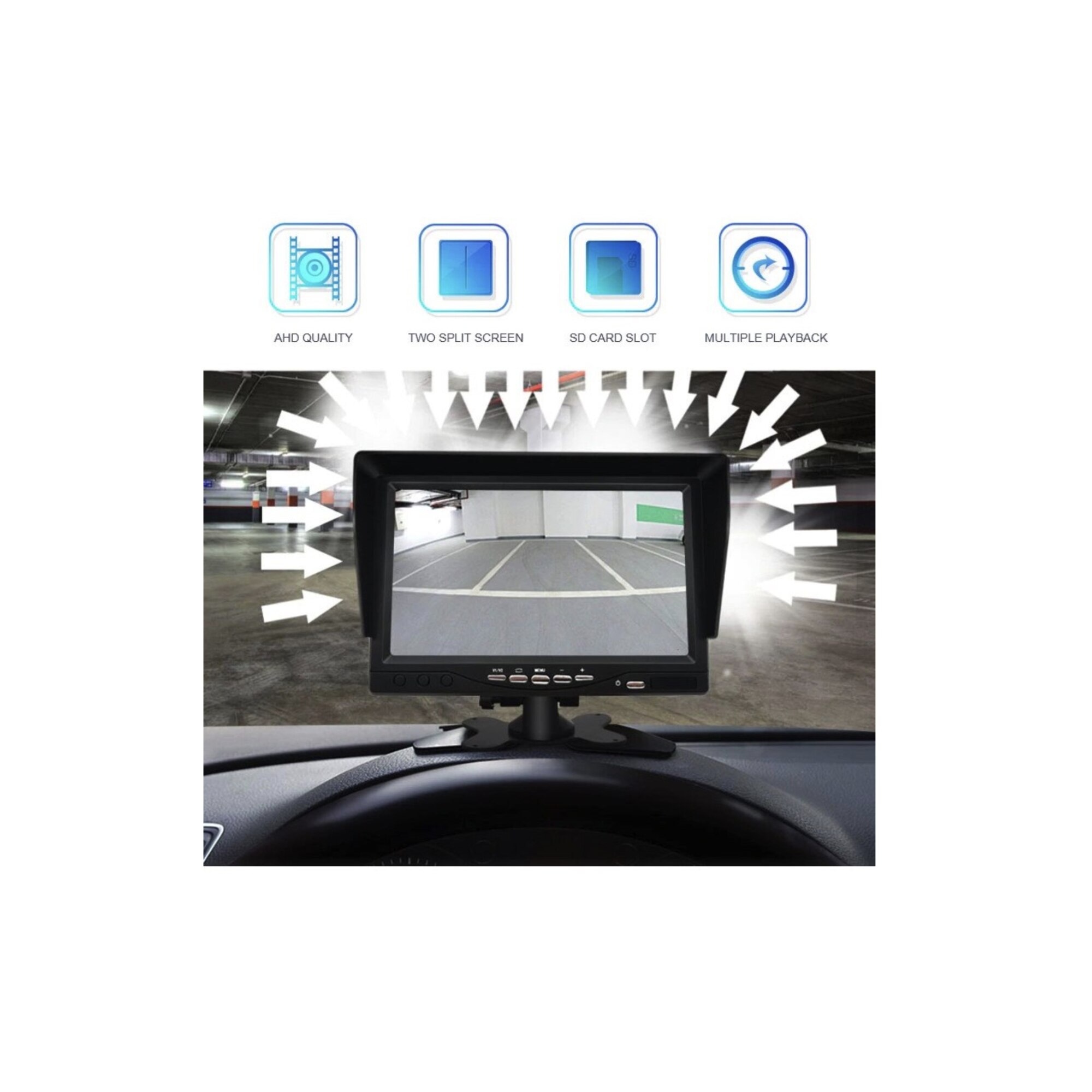 Set 4 camere auto DVR, metalice IR cu monitor, pentru tiruri, autocare ...