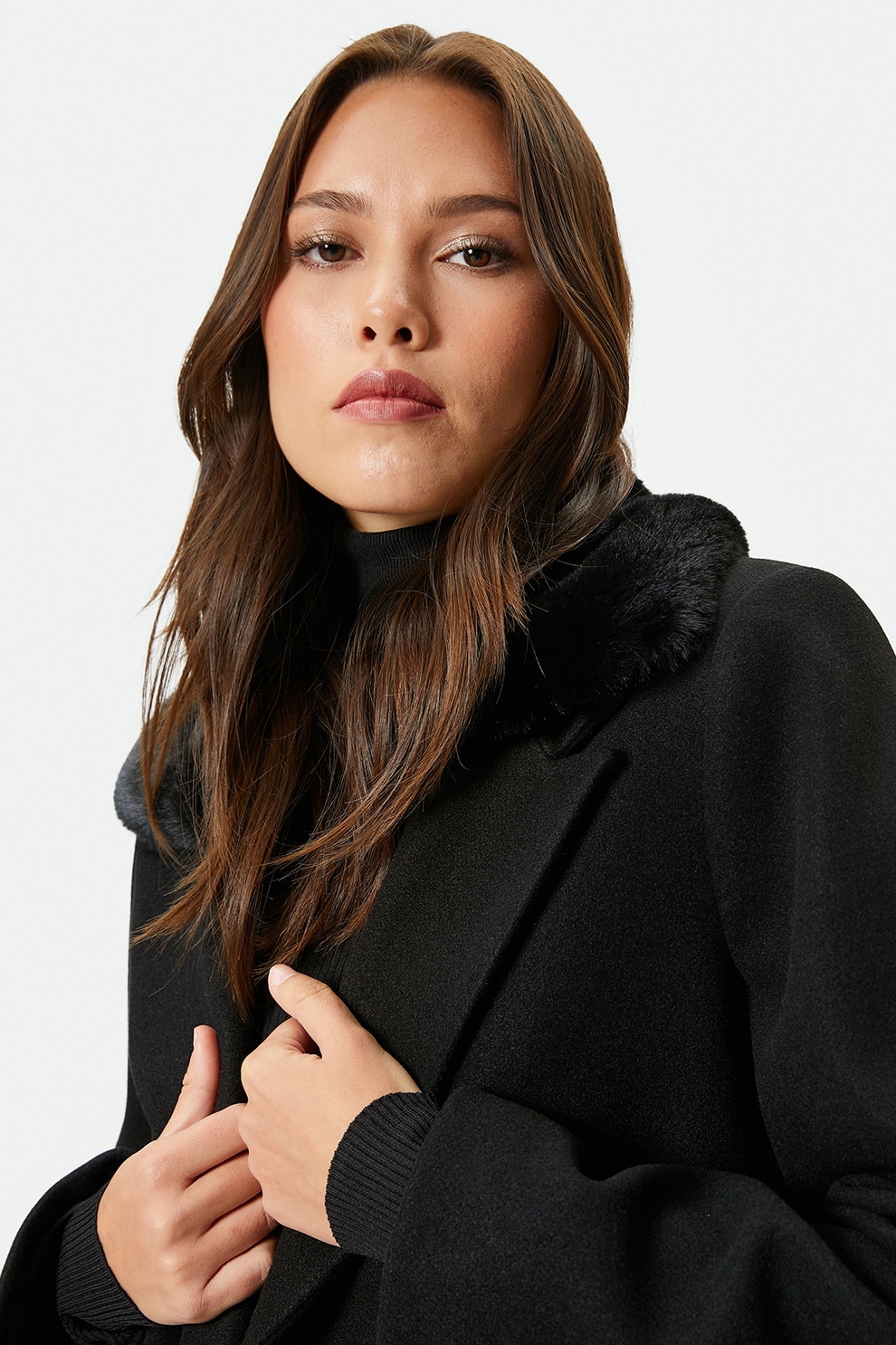 KOTON, Palton cu garnitura detasabila din blana sintetica - eMAG.ro