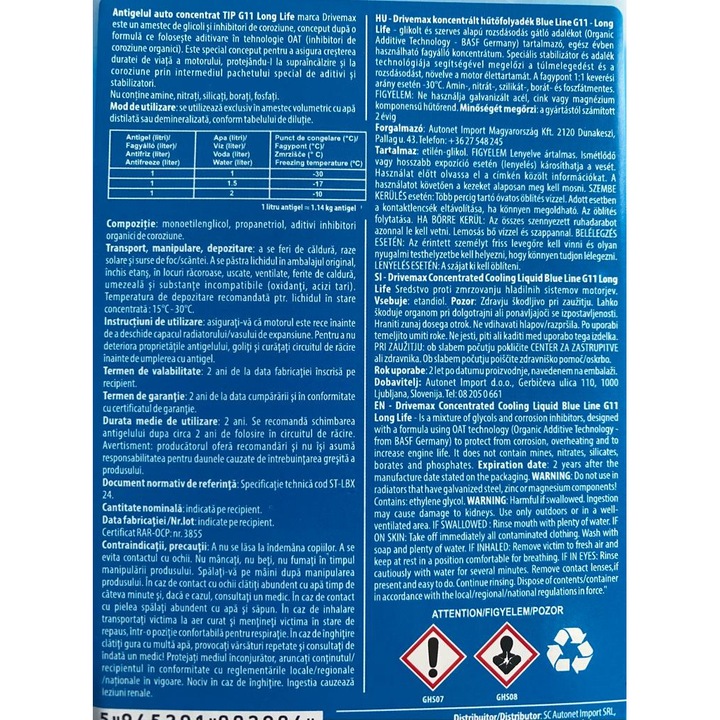 Antigel Auto Albastru, Concentrat, DRIVEMAX tip G11, long life 1L - eMAG.ro