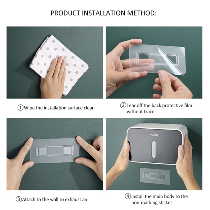 Suport hartie igienica cu raft depozitare, Ecoco, Plastic, Alb/Negru - eMAG.ro