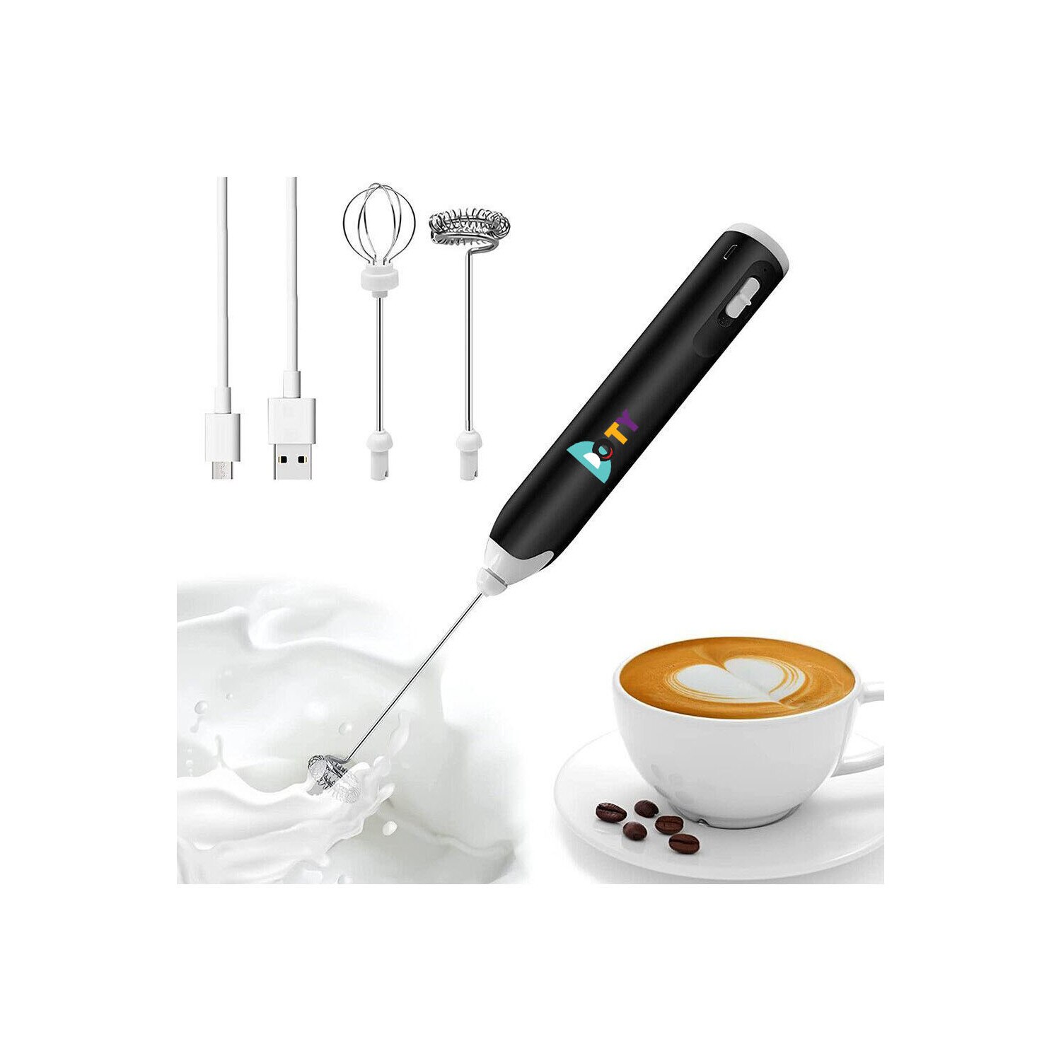 Aparat pentru spumarea laptelui 2 in 1 Doty®, wireless, 2 trepte de ...