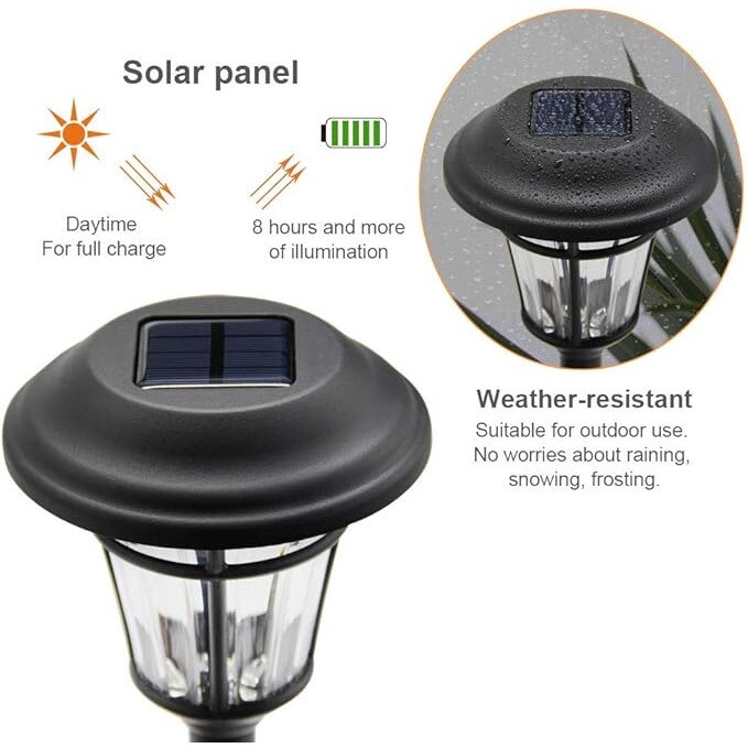 Set 6 lumini solare pentru gradina, IP44, Negru - eMAG.ro